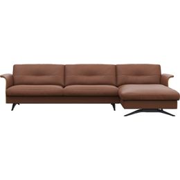 Ecksofa FLEXLUX, B:305cm H:81cm T:158cm, braun, 100% Echteder, Wohnzimmer, Sofas, "Glow, super bequem durch hochwertigem Sitzaufbau mit Federkern,