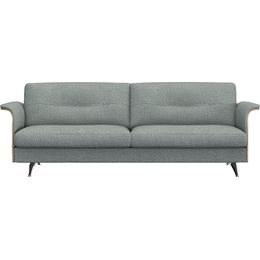 3-Sitzer FLEXLUX, B:224cm H:81cm T:91cm, blau, 62% Polyester/17%Baumwolle/14%Viscose/7%Leinen, Sofas, "Glow, super bequem durch hochwertigem