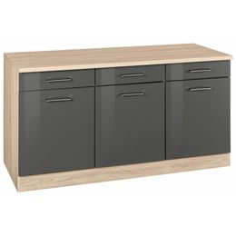 Unterschrank KOCHSTATION, B:150cm H:85cm T:60cm, grau, Küche, Schränke, "KS-Haiti", Breite 150 cm