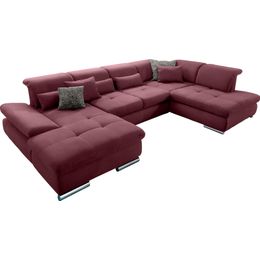 Wohnlandschaft, B:365cm H:80cm T:225cm, rot, SET ONE BY Musterring, Sofas, "SO 4100 komfortable Federkernunterfederung, inkl. Kopfteilverstellung",