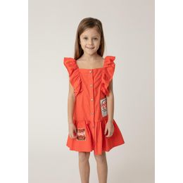 Gulliver Mädchen A-Linien-Kleid, orange, Gr. 98, bestickt, unifarben, 100% Baumwolle, Kleider, mit Rüschen