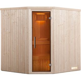 Weka Sauna "Elementsauna KIRUNA 2", Saunaofen, externe Steuerung, 4,5 kW, beige, Saunen, vorgefertigte Elemente, 230 Volt Anschluss, moderne