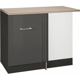 Eckunterschrank KOCHSTATION, B:110cm H:85cm T:60cm, grau, Küche, Schränke, "KS-Utah"