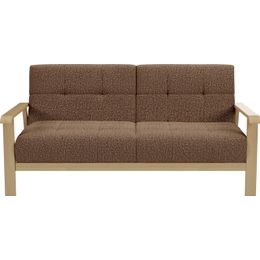 Sit & More 2,5-Sitzer SIT & MORE, B:169cm H:88cm T:106cm, rosa, 100% Polyester, Sofas, "Billund", Armlehnen aus Buchenholz in natur, verschiedene Bezüge und