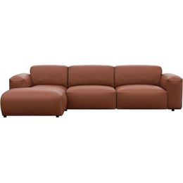 Ecksofa FLEXLUX, B:284cm H:73cm T:171cm, braun, 100% Echteder, Wohnzimmer, Sofas, "Lucera bequem und komfortabel durch hochwertigen Sitzaufbau,