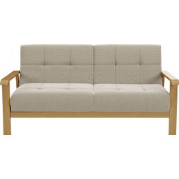 Sit & More 2,5-Sitzer SIT & MORE, B:169cm H:88cm T:106cm, beige, 95% Polyester 5% Polyamid, Sofas, "Billund", Armlehnen aus eichefarbigem Buchenholz,