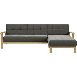 Sit & More Ecksofa SIT & MORE, B:264cm H:88cm T:183cm, braun, 95% Polyester 5% Polyamid, Wohnzimmer, Sofas, "Billund L-Form", Armlehnen aus eichefarbigem