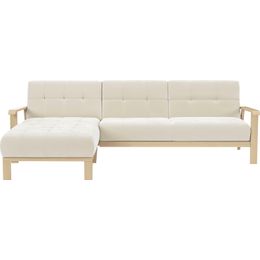 Sit & More Ecksofa SIT & MORE, B:264cm H:88cm T:183cm, beige, 100% Polyester, Wohnzimmer, Sofas, "Billund L-Form", Armlehnen aus Buchenholz in natur,