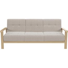 Sit & More 3-Sitzer SIT & MORE, B:199cm H:88cm T:106cm, beige, 100% Polyester, Sofas, "Billund", Armlehnen aus Buchenholz in natur, verschiedene Bezüge und