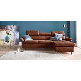 Ecksofa, B:257cm H:96cm T:167cm, braun, exxpo - SOFA FASHION, Luxus-Microfaser (100% Polyester), Wohnzimmer, Sofas, "Maretto, bequem und komfortabel,