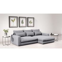 Ecksofa Home Affaire, B:271cm H:89cm T:171cm, grau, 92% Polyester, 8% Nylon, Wohnzimmer, Sofas, "Darwin, viele Kissen, extra tiefe Sitzfläche,