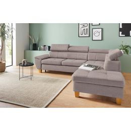 Ecksofa, B:266cm H:79cm T:232cm, grau, exxpo - SOFA FASHION, Luxus-Microfaser Vintageoptik (100% Polyester);Webvelours (92% Polyester, 8% Nylon),