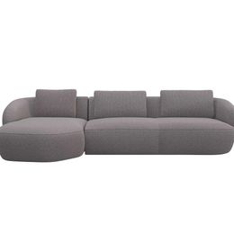 Wohnlandschaft FLEXLUX, B:307cm H:85cm T:146cm, braun, 100% Polyester, Sofas, "Torino, rund, L-Form, Sofa-Ecke mit Recamiere, Longchair-Sofa",