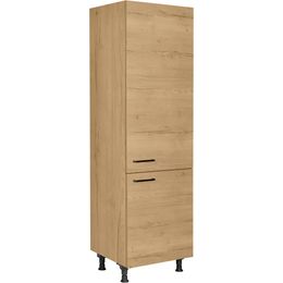 K&uuml;hlumbauschrank Nobilia, B:60cm H:216,6cm T:58,3cm, braun, Schr&auml;nke, ""Structura", mit zwei T&uuml;ren und zus&auml;tzlichem Einlegeboden", vormontiert,