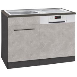 Spülenschrank KOCHSTATION, B:110cm H:85cm T:60cm, grau, Küche, Schränke, "KS-Tulsa", 110 cm breit, inkl. Tür/Sockel für Einbaugeschirrspüler,