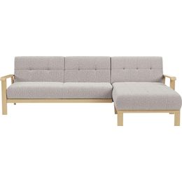 Sit & More Ecksofa SIT & MORE, B:264cm H:88cm T:183cm, beige, 100% Polyester, Wohnzimmer, Sofas, "Billund L-Form", Armlehnen aus Buchenholz in natur,