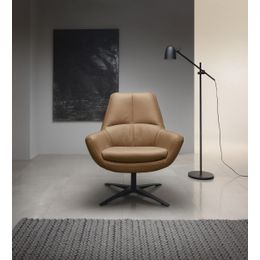 Drehsessel BETYPE, B:81cm H:92cm T:83cm, beige, 100% Echtleder, Wohnzimmer, Sessel, "Be Organic Standard Back, Loungesessel", in elegantem Design mit