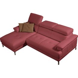 Ecksofa Egoitaliano, B:250cm H:99cm T:166cm, rot, Leder »BULL« (echtes Rindsleder). Geschliffenes, pigmentiertes und behandeltes Rindsleder mit einer