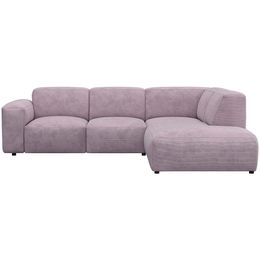Ecksofa FLEXLUX, B:256cm H:73cm T:231cm, lila, 85% Polyester/15%Polyamide, Wohnzimmer, Sofas, "Lucera, super Sitzkomfort durch Kaltschaum im Sitz,