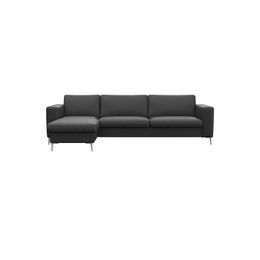 Ecksofa FLEXLUX, B:262cm H:85cm T:92cm, schwarz, 100% Echteder, Wohnzimmer, Sofas, "Fiore, super Sitzkomfort durch Kaltschaum im Sitz, L-Form",