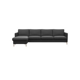 Ecksofa FLEXLUX, B:280cm H:85cm T:159cm, schwarz, 100% Echteder, Wohnzimmer, Sofas, "Fiore, super Sitzkomfort durch Kaltschaum im Sitz, L-Form",