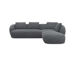 Ecksofa FLEXLUX, B:265cm H:85cm T:237cm, grau, 100% Polyester, Wohnzimmer, Sofas, "Torino, rund, L-Form, Sofa-Ecke mit Ottomane", Modernes,