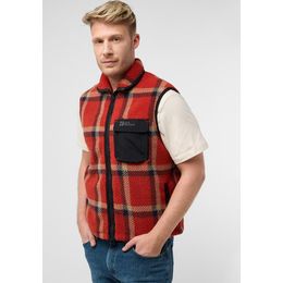 Jack Wolfskin Herren Fleeceweste "FELSLICHT CHECK VEST M", rot, Gr. XL, Obermaterial: 100% Polyester; Kontrast: 100% Polyamid ; Futter: 100%