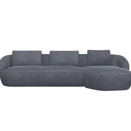 Wohnlandschaft FLEXLUX, B:307cm H:85cm T:146cm, grau, 100% Polyester, Sofas, "Torino, rund, L-Form, Sofa-Ecke mit Recamiere, Longchair-Sofa",