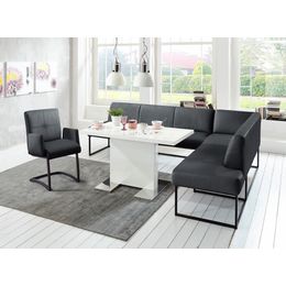 Eckbank, B:197cm H:82cm T:265cm, schwarz, exxpo - SOFA FASHION, Struktur: Webvelour 100% Polyester, Küche, Sitzbänke, "Affogato, hoher Sitzkomfort,