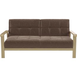 Sit & More 2,5-Sitzer SIT & MORE, B:169cm H:88cm T:106cm, braun, 100% Polyester, Sofas, "Billund", Armlehnen aus Buchenholz in natur, verschiedene Bez&uuml;ge und