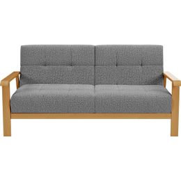 Sit & More 2,5-Sitzer SIT & MORE, B:169cm H:88cm T:106cm, grau, 100% Polyester, Sofas, "Billund", Armlehnen aus eichefarbigem Buchenholz, verschiedene Bezüge