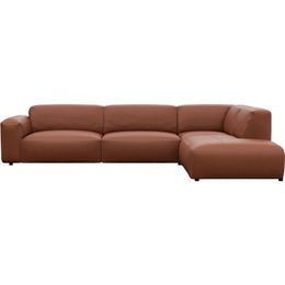 Ecksofa FLEXLUX, B:321cm H:73cm T:231cm, braun, 100% Echteder, Wohnzimmer, Sofas, "Lucera, super bequem durch hochwertigen Sitzaufbau mit