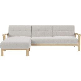Sit & More Ecksofa SIT & MORE, B:264cm H:88cm T:183cm, beige, 100% Polyester, Wohnzimmer, Sofas, "Billund L-Form", Armlehnen aus Buchenholz in natur,
