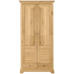 Garderobenschrank Home Affaire, B:94cm H:183cm T:39cm, beige, Flur, Schr&auml;nke, "Ayanna", Breite 94 cm, 2-t&uuml;rig, aus massiver Kiefer, FSC