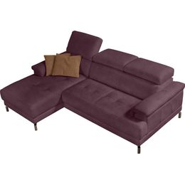 Ecksofa Egoitaliano, B:250cm H:99cm T:166cm, lila, Wohnzimmer, Sofas, "Soul, Design und Sitzkomfort auf hohem Niveau, tolle Details, L-Form", mit