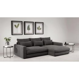 Ecksofa Home Affaire, B:271cm H:89cm T:171cm, grau, 88% Polyester, 12% Polyacryl, Wohnzimmer, Sofas, "Darwin, viele Kissen, extra tiefe Sitzfläche,