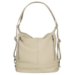 Samantha Look Damen Cityrucksack, beige, Leder, Rindsleder, Rucksäcke, echt Leder, Made in Italy