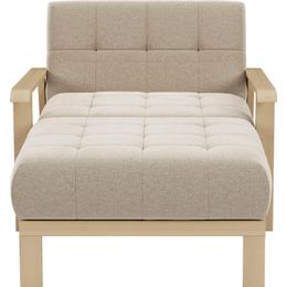 Sit & More Recamiere SIT & MORE, B:109cm H:88cm T:185cm, beige, 95% Polyester 5% Polyamid, Sofas, "Billund", Armlehnen aus Buchenholz in natur, verschiedene
