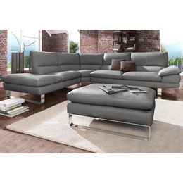 Ecksofa Calia italia, B:297cm H:87cm T:97cm, grau, NaturLeder Sorrento;Leder Bull, Wohnzimmer, Sofas, "Dave, italienisches Designsofa mit