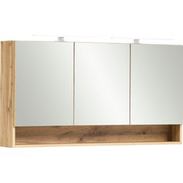 Spiegelschrank Welltime, B:120cm H:64cm T:20cm, braun, Spanplatte, Badezimmer, Schränke, "Stubach", Breite 120 cm