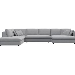 Wohnlandschaft FLEXLUX, B:400cm H:84cm T:272cm, grau, 100% Polyester, Sofas, "Lovane, U-Form, bequem und komfortabel", Weich & anschmiegsam, große