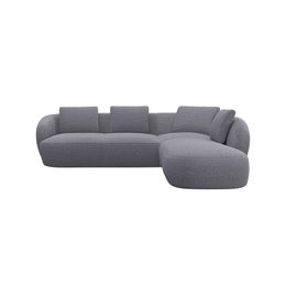 Ecksofa FLEXLUX, B:265cm H:85cm T:237cm, grau, 100% Polyester, Wohnzimmer, Sofas, "Torino, rund, L-Form, Sofa-Ecke mit Ottomane", Modernes,