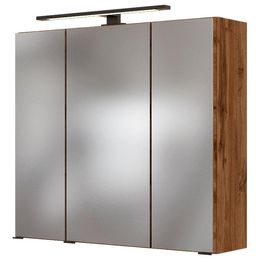 Spiegelschrank Welltime, B:70cm H:64cm T:20cm, braun, Holzwerkstoff, Badezimmer, Schr&auml;nke, "Luena", Breite 70 cm, mit 3D-Effekt, dank drei