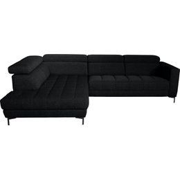 Ecksofa Alina, B:280cm H:105cm T:222cm, schwarz, Struktur TAT (100% Polyester), Wohnzimmer, Sofas, "Bahira", Inkl. Rückenlehnen- und