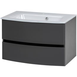 Waschtisch Welltime, B:80cm H:56cm T:47cm, grau, Badezimmer, Waschtische, "Kaunas", Breite 80 cm, mit Soft-Close Funktion