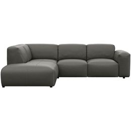 Ecksofa FLEXLUX, B:256cm H:73cm T:231cm, grau, 100% Echteder, Wohnzimmer, Sofas, "Lucera, super bequem durch hochwertigen Sitzaufbau mit Kaltschaum",