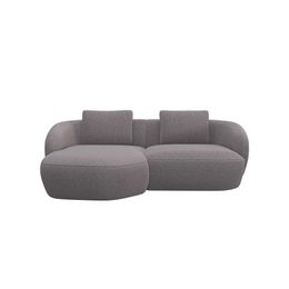 Wohnlandschaft FLEXLUX, B:217cm H:85cm T:146cm, braun, 100% Polyester, Sofas, "Torino, rund, L-Form, Sofa-Ecke mit Recamiere, Longchair-Sofa",