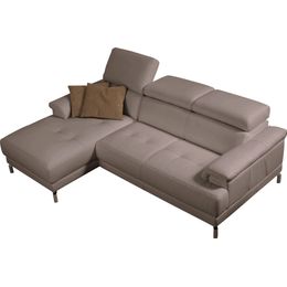 Ecksofa Egoitaliano, B:250cm H:99cm T:166cm, beige, Leder »BULL« (echtes Rindsleder). Geschliffenes, pigmentiertes und behandeltes Rindsleder mit