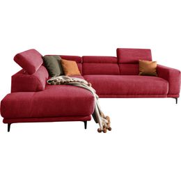 Ecksofa Alina, B:276cm H:102cm T:210cm, rot, Cord GCT (92% Polyester, 8% Nylon), Wohnzimmer, Sofas, "Hikari", wahlweise mit Sitzvorzug, in modernem