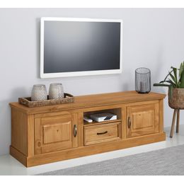 Lowboard Home Affaire, B:160cm H:50cm T:45cm, beige, MDF, Massivholz, Wohnzimmer, Sideboards, "Selma", TV-Kommode, Breite 160 cm, 1 Schubkasten, 2